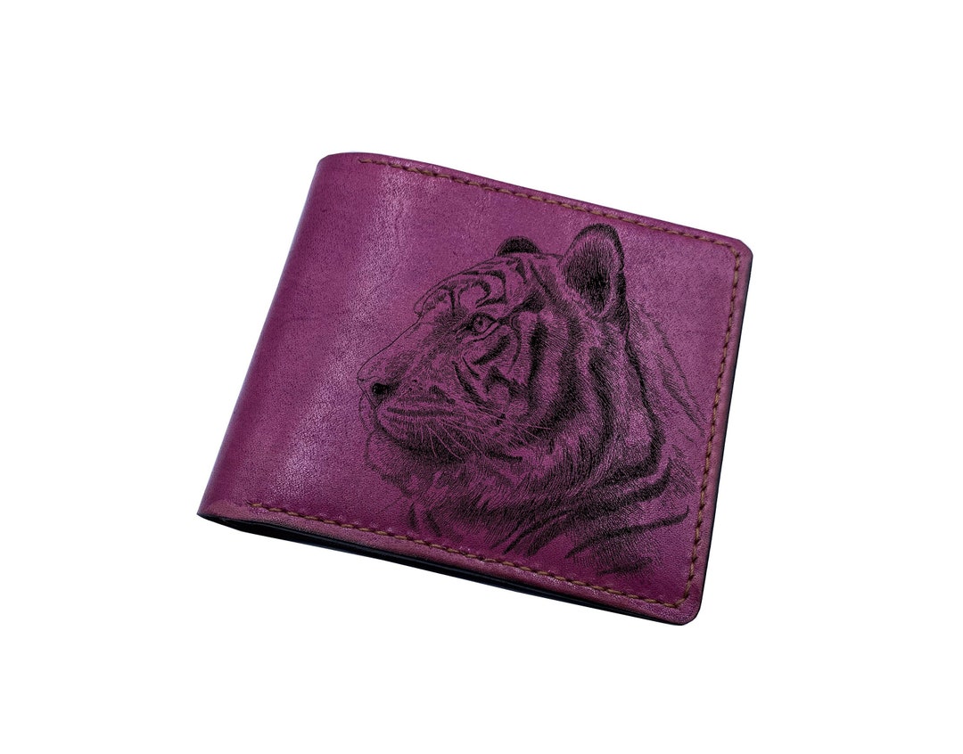 Unique Tiger Drawing Leather Wallet, Genuine Leather Handmade Wallet ...