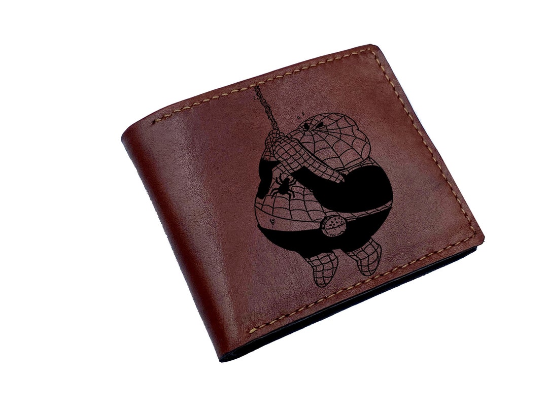 Funny Spiderman Leather Wallet: Cartoon Avengers Fan Art Gift - Etsy