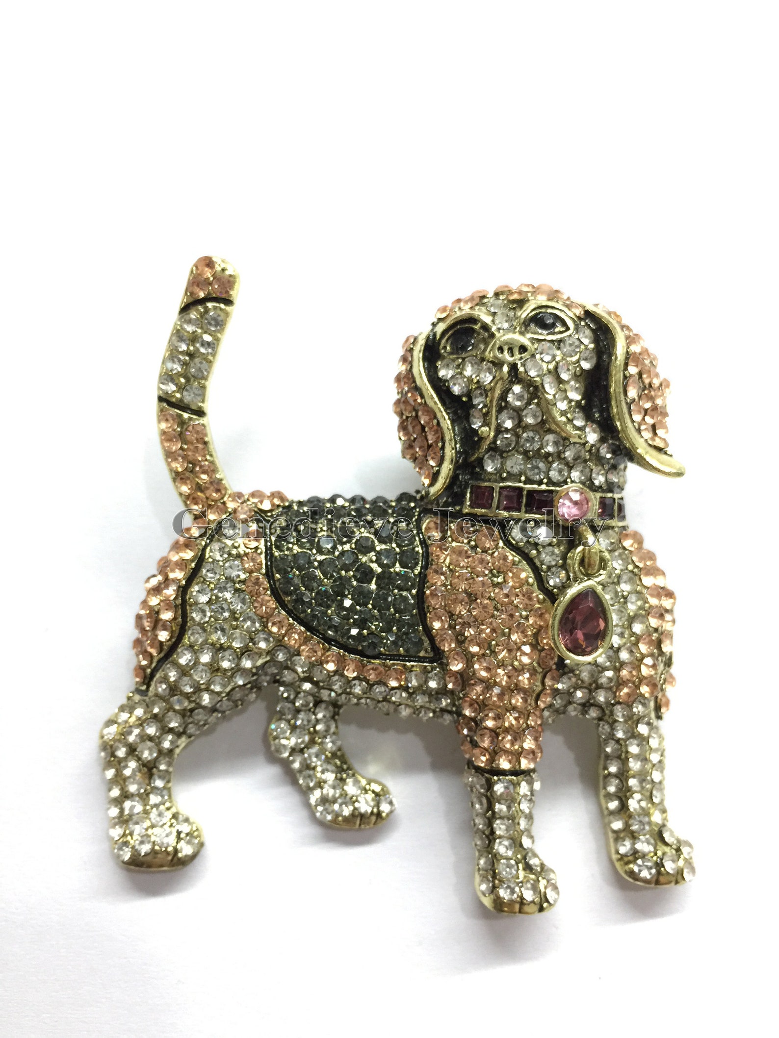 Beagle Dog Brooch | Crystal Beagle Dog Anniversary Gift Brooch | Mother ...