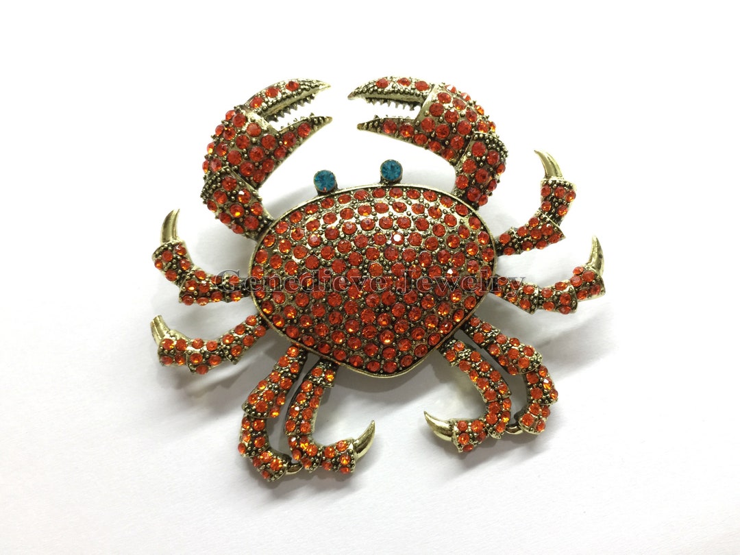 Crab Brooch | Crystal Crab Anniversary Gift Brooch | Mother's Day ...