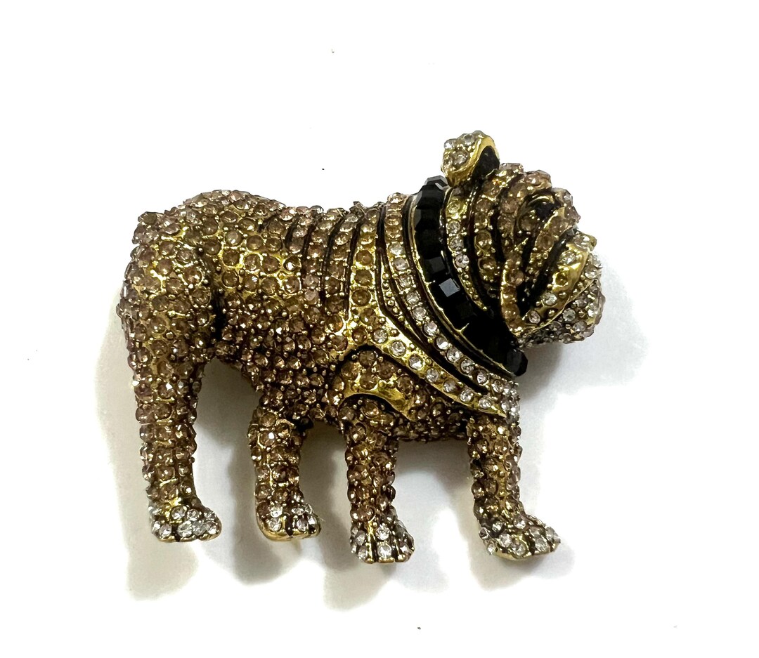 English Bulldog Jet Black Collar Brooch, Anniversary Gift Brooch ...