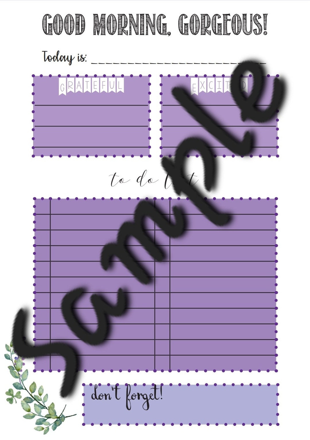 Purple Daily Planner Spreads Printable Customizable A5 Daily Planning ...