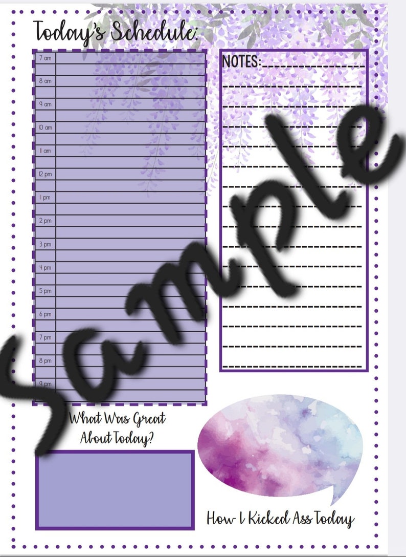 Purple Daily Planner Spreads Printable Customizable A5 Daily Planning ...