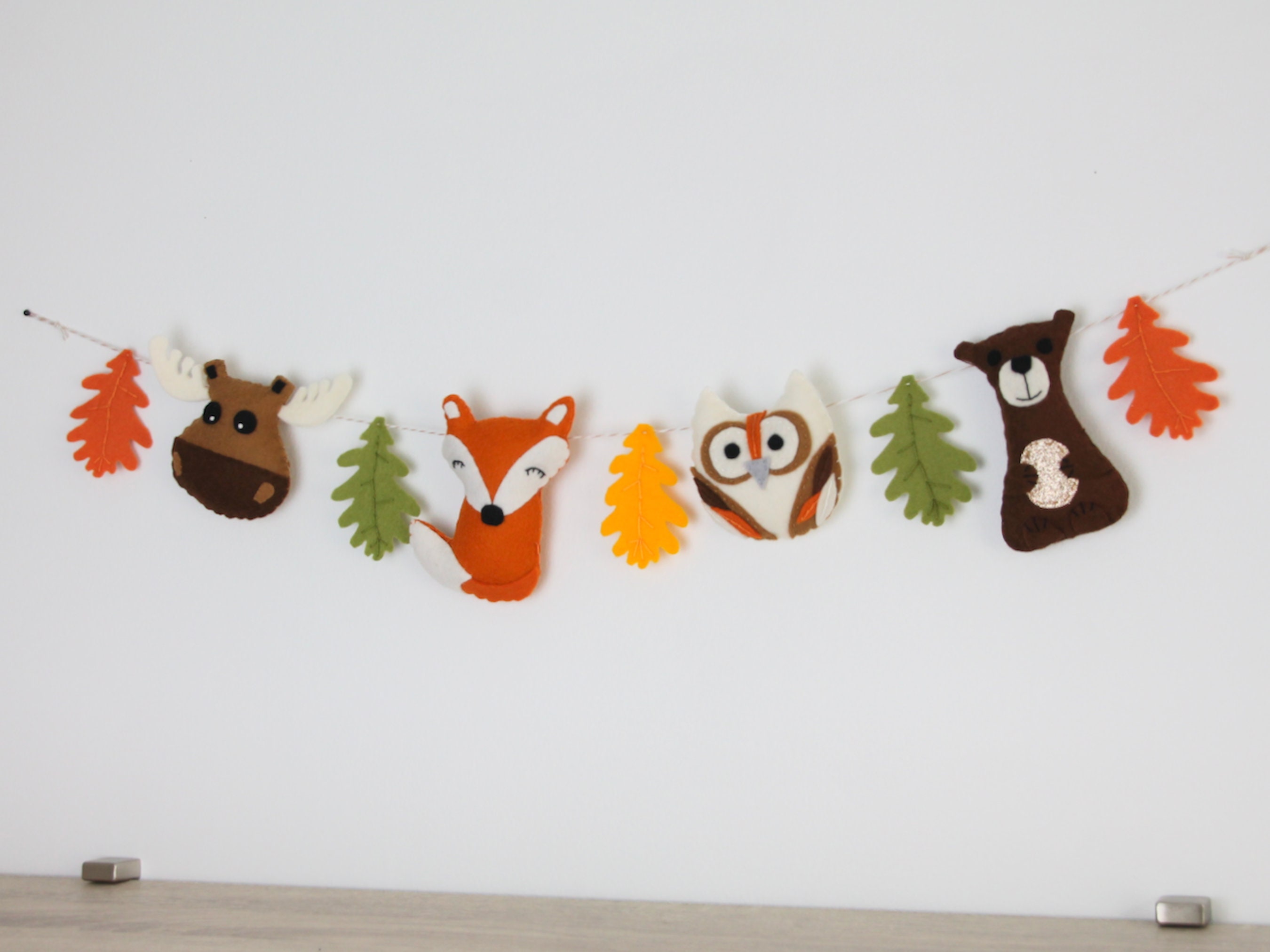 Woodland Animal Garland Felt Bear Fox Moose Owl Nursery - Etsy Australia