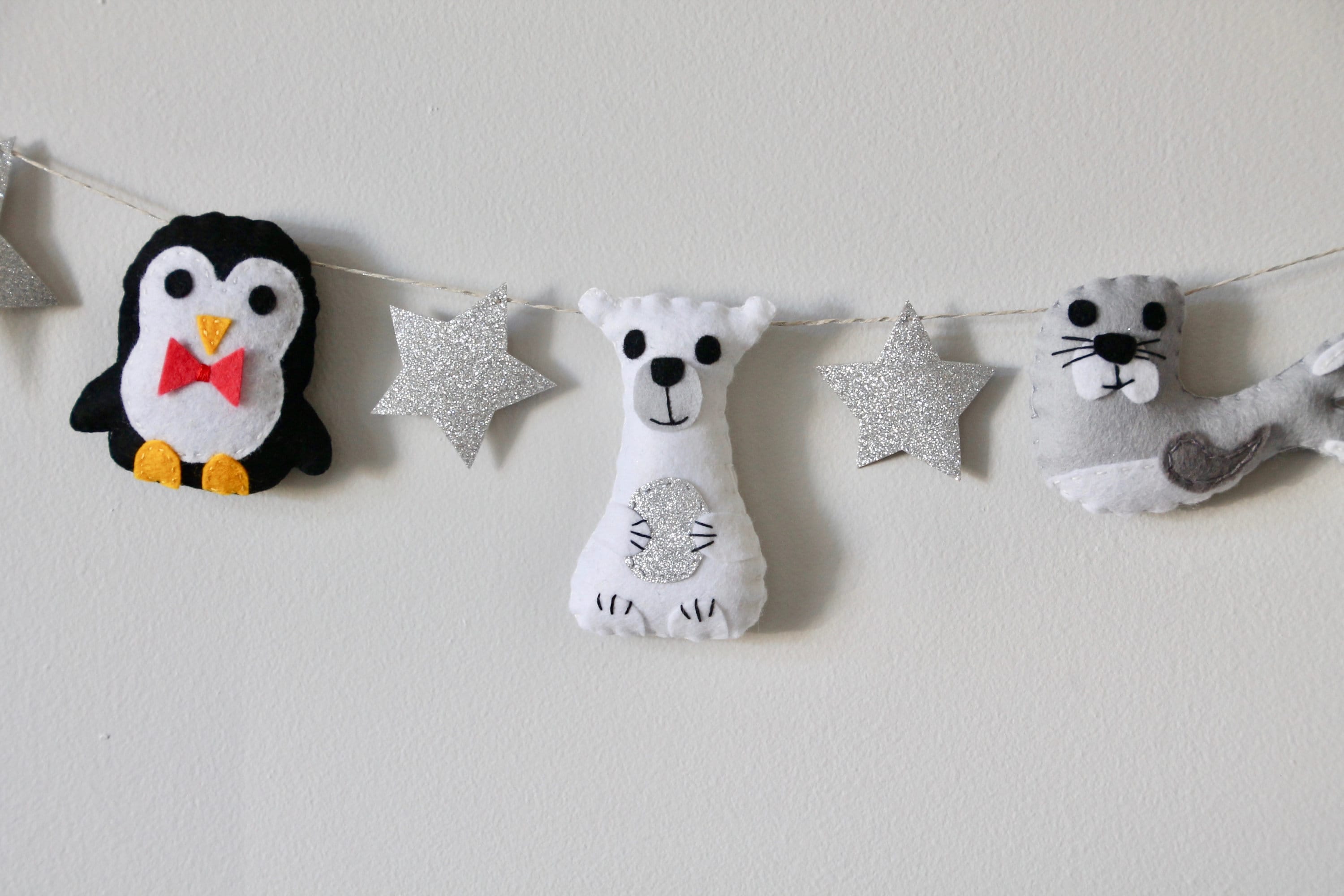 Arctic Animal Garland Felt Polar Bear Seal Penguin Puffin - Etsy