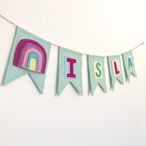 Personalised Pastel Name Banner, Custom Baby Name Banner, Rainbow ...