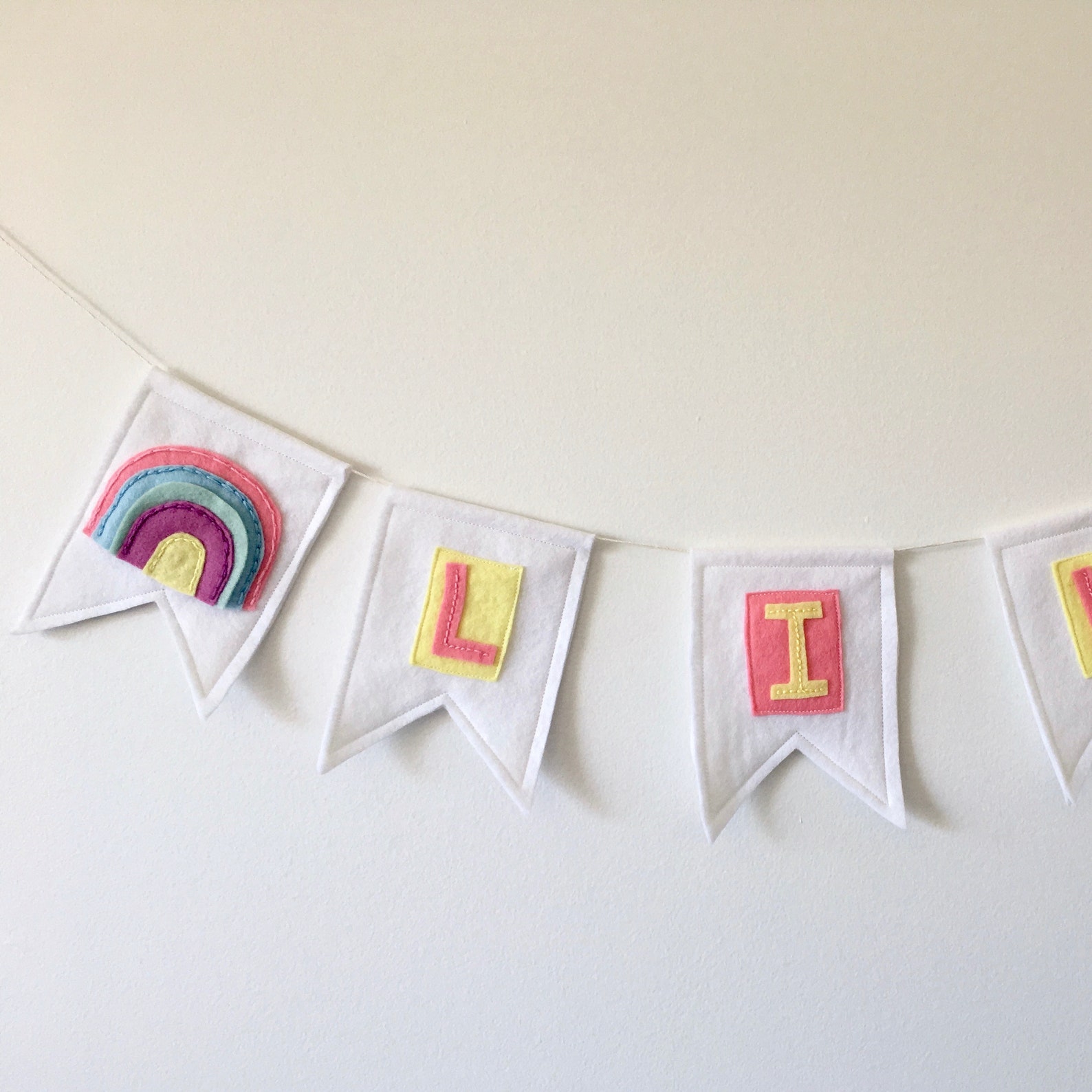 Personalised Pastel Name Banner, Custom Baby Name Banner, Rainbow ...