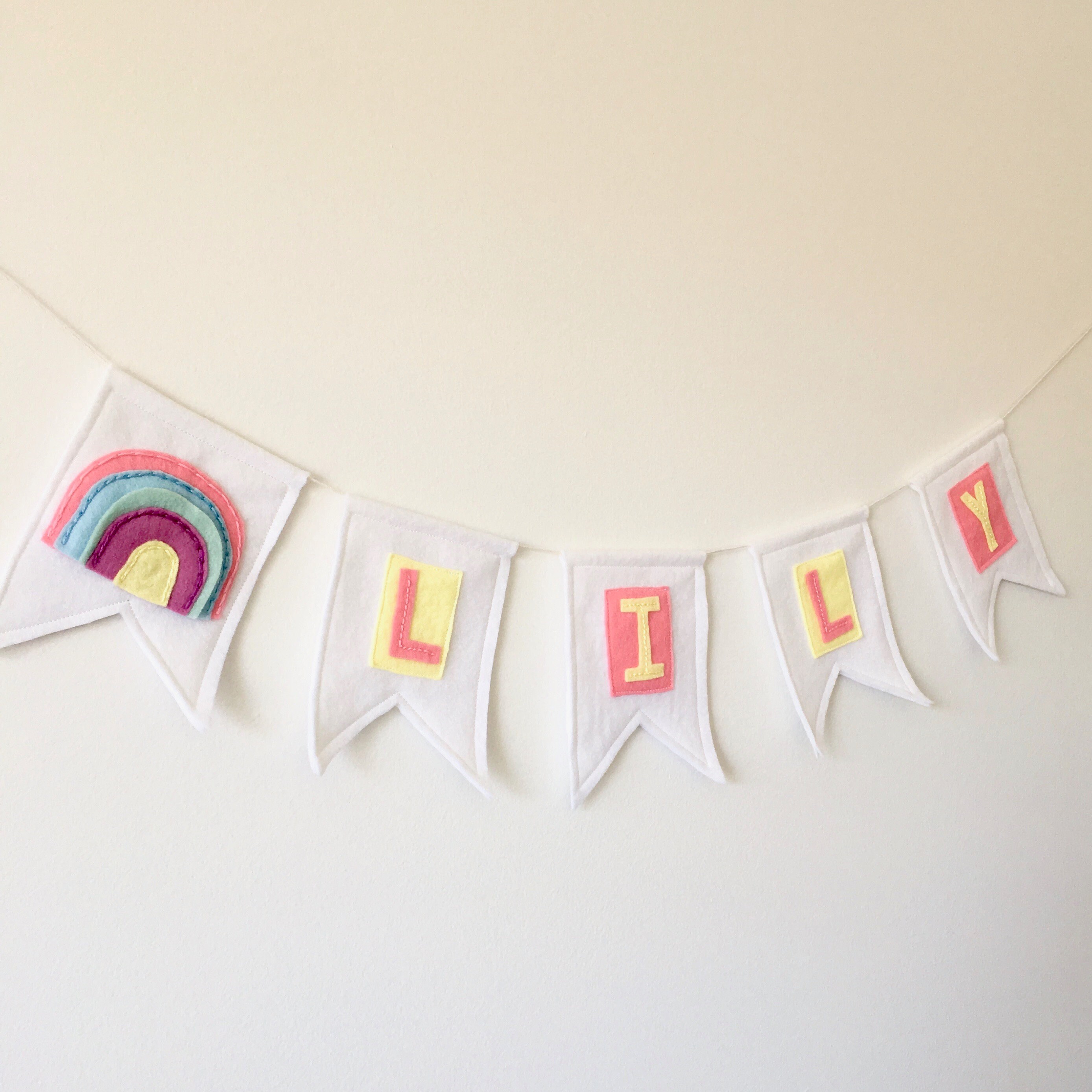 Personalised Pastel Name Banner, Custom Baby Name Banner, Rainbow ...