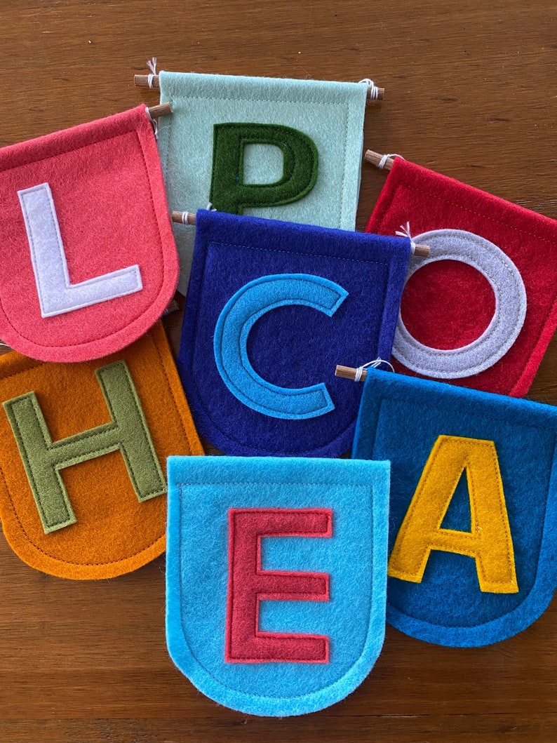 Mini Felt Initial Banner Custom Colour Letter Flag - Etsy Australia