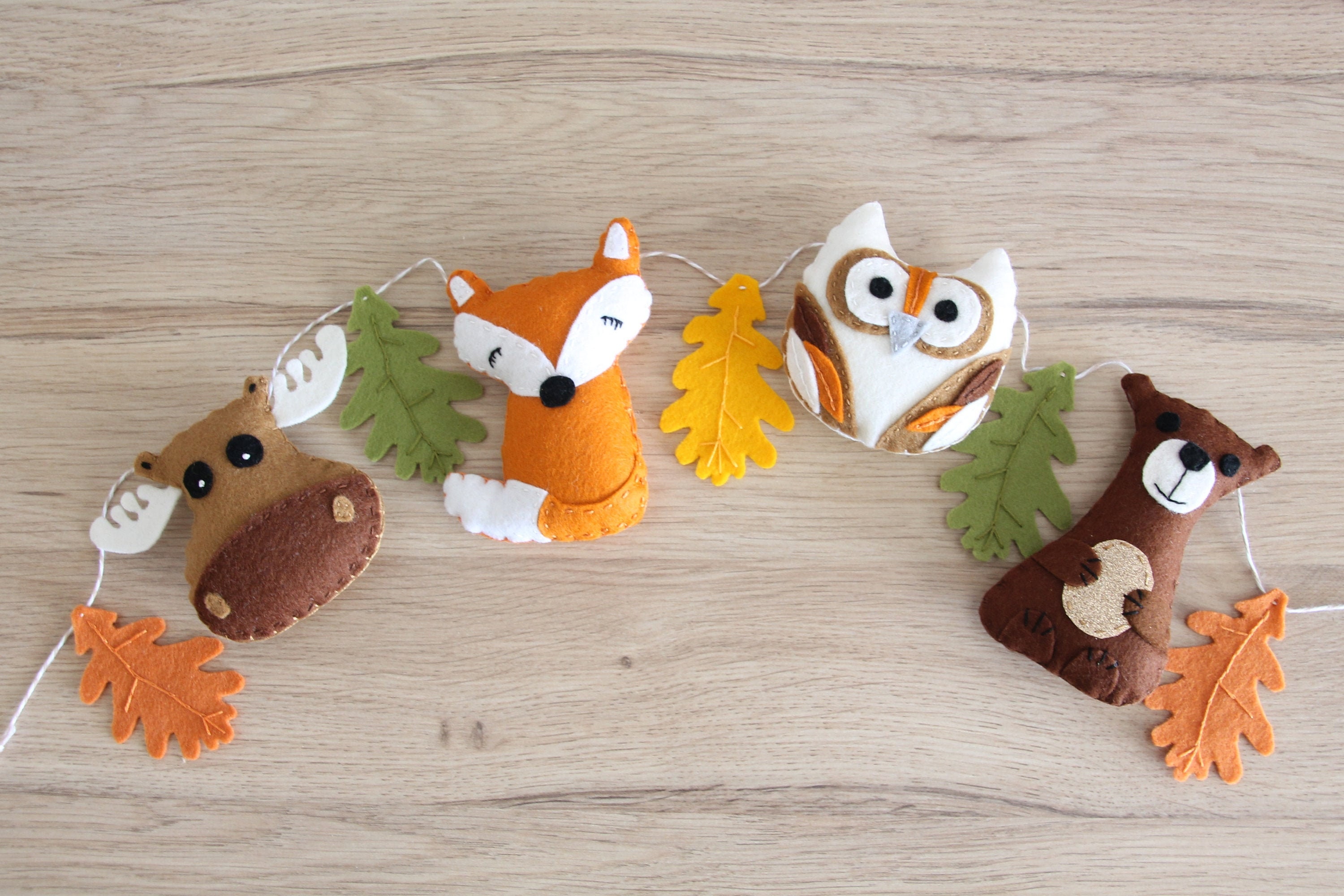 Woodland Animal Garland Felt Bear Fox Moose Owl Nursery - Etsy Australia