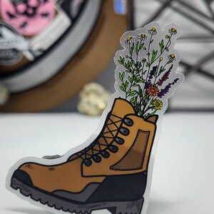 Work Boot Bouquet / Hiking Boot Clear Backing Sticker - Etsy
