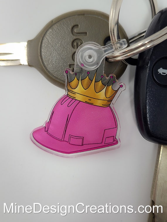 Pink Hard Hat With Crown Keychain | Etsy