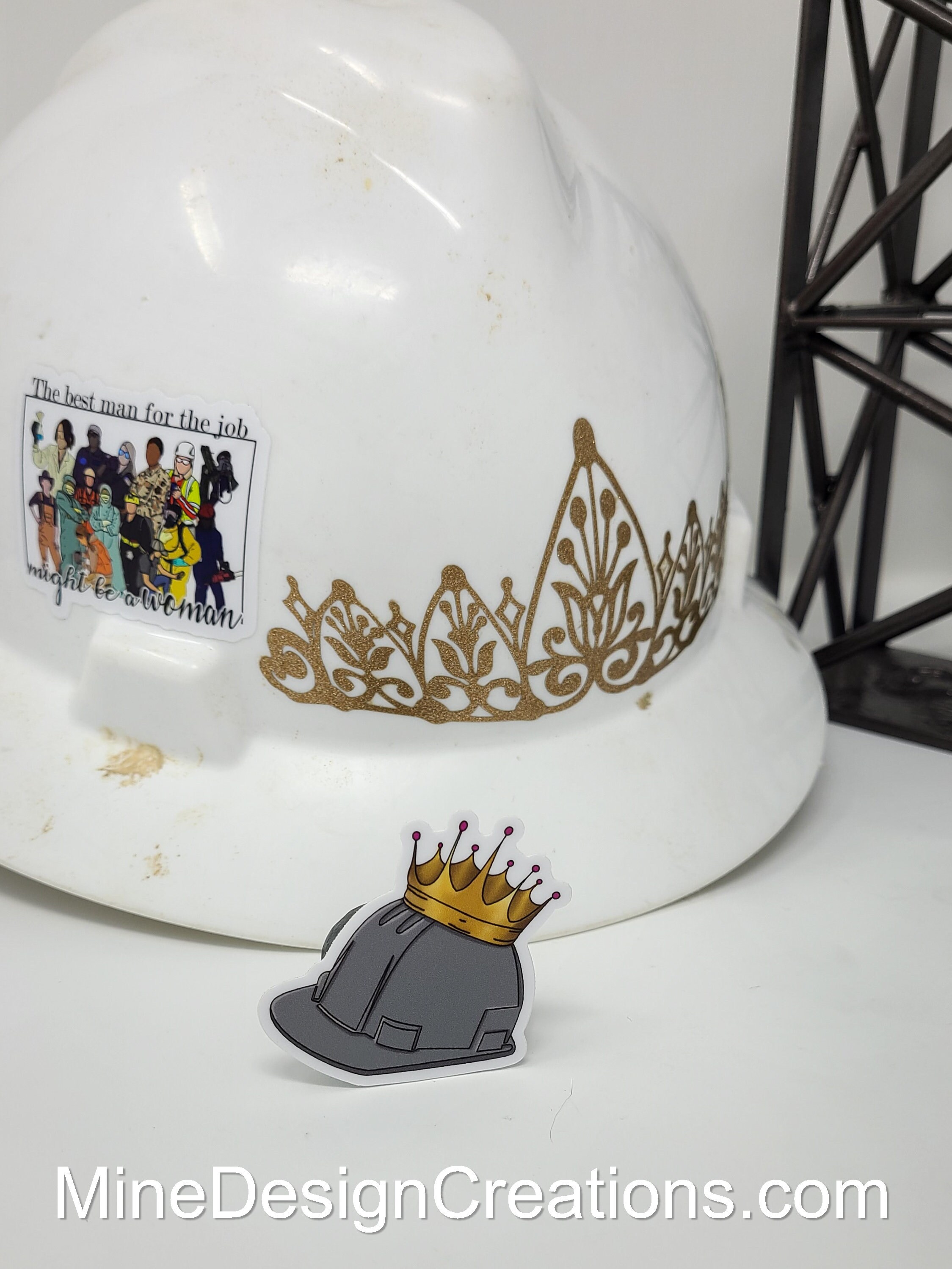 Hard Hat With Crown Sticker 2 Color Options - Etsy