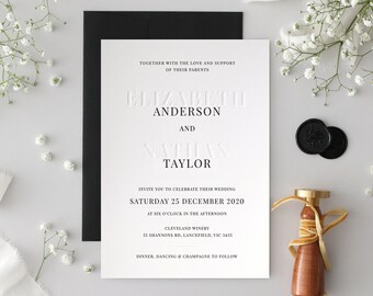 Embossed Wedding Invitations - Etsy