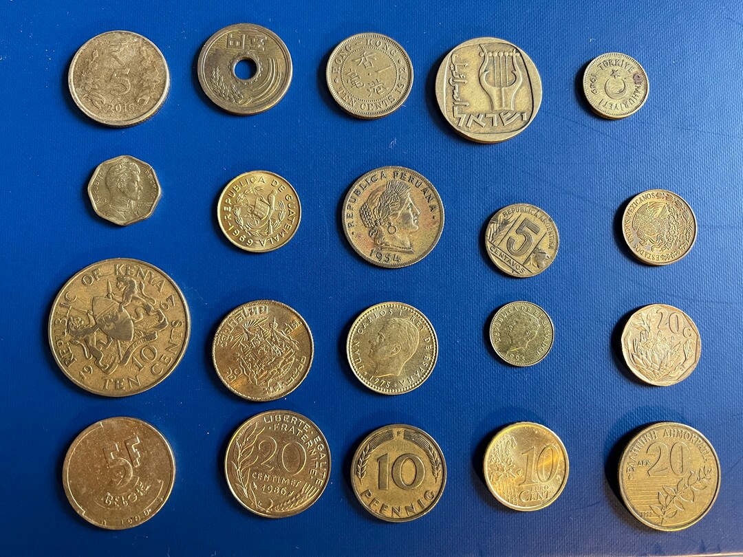 20 Gold-toned World Coin Set – Unique Foreign Coins From 20 Different ...
