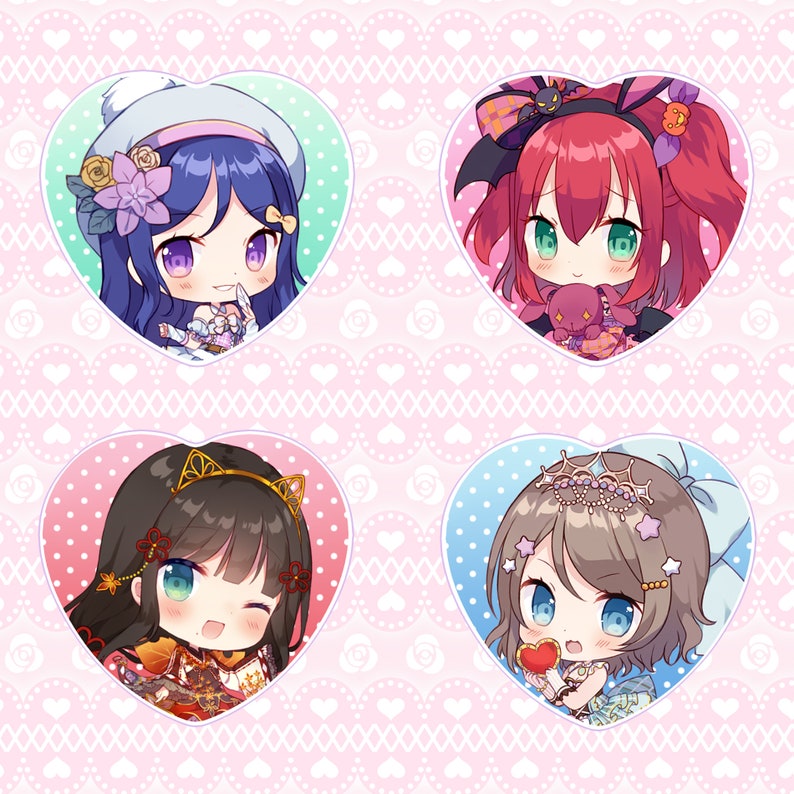 Love Live Aqours Chibi Heart Buttons - Etsy