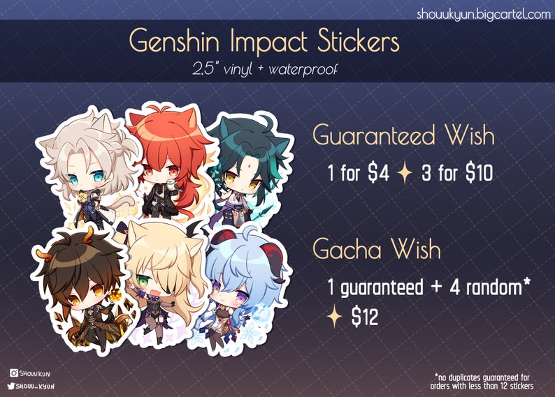 Genshin Impact Stickers - IN STOCK - Etsy