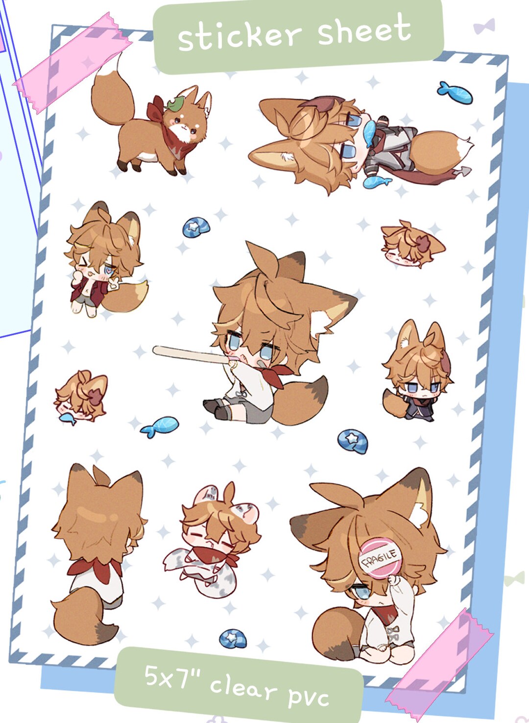 In Stock Genshin Impact - Fox Childe Sticker Sheet - Etsy