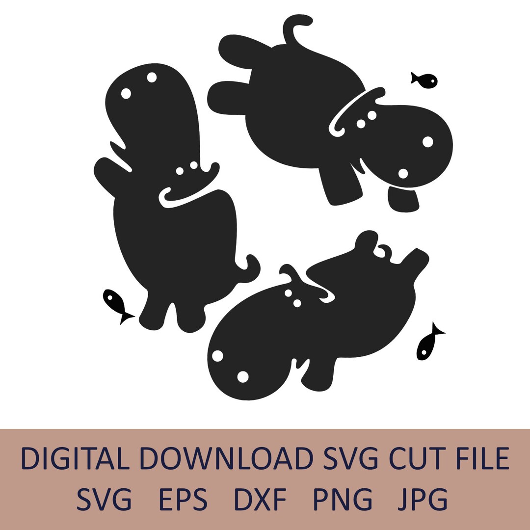 Swimming Hippos , Digital Download SVG for Cricut, Silhouette and ...