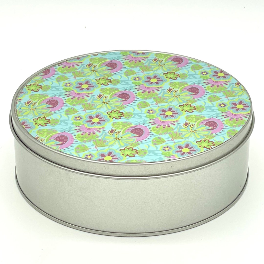 Floral Storage Tin - Round Metal Storage Tin - Etsy