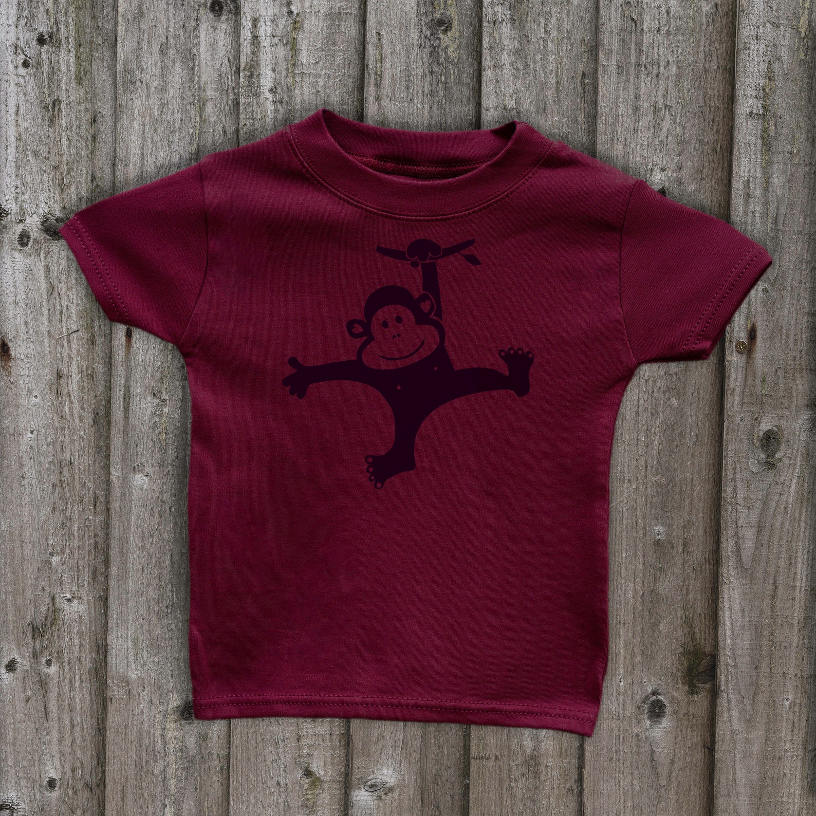 Monkey T Shirt Kids T Shirts Handmade Tops Monkey Unisex Clothing Girls ...