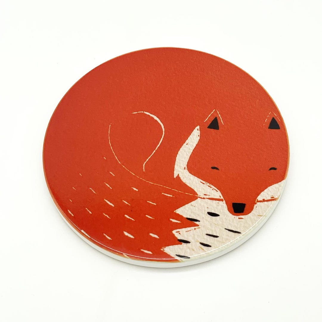 Fox Ceramic Coaster - Etsy UK