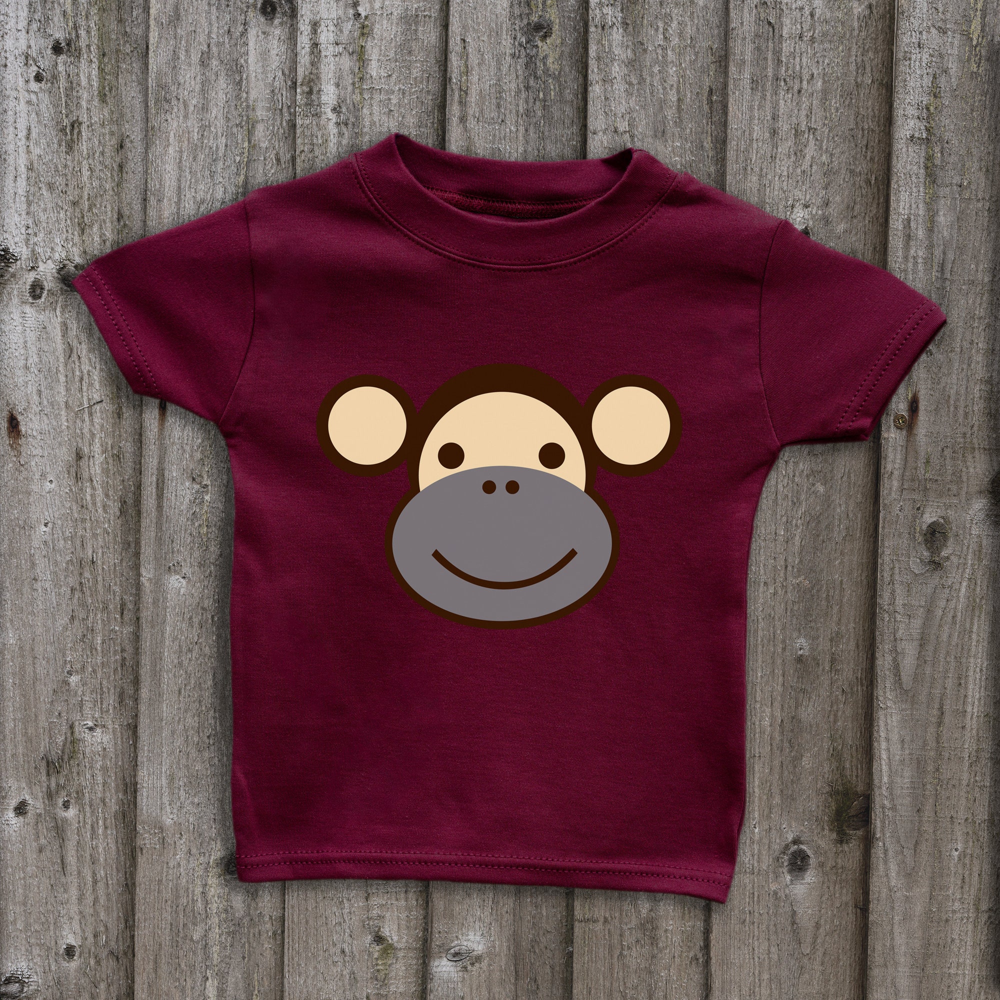 Monkey Face Tops Kids Tees Monkey T Shirts Kids Clothing Soft | Etsy UK