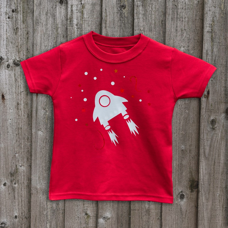 Spaceship Kids Tee Rocket Tops Kids Space Tops Handmade Soft - Etsy