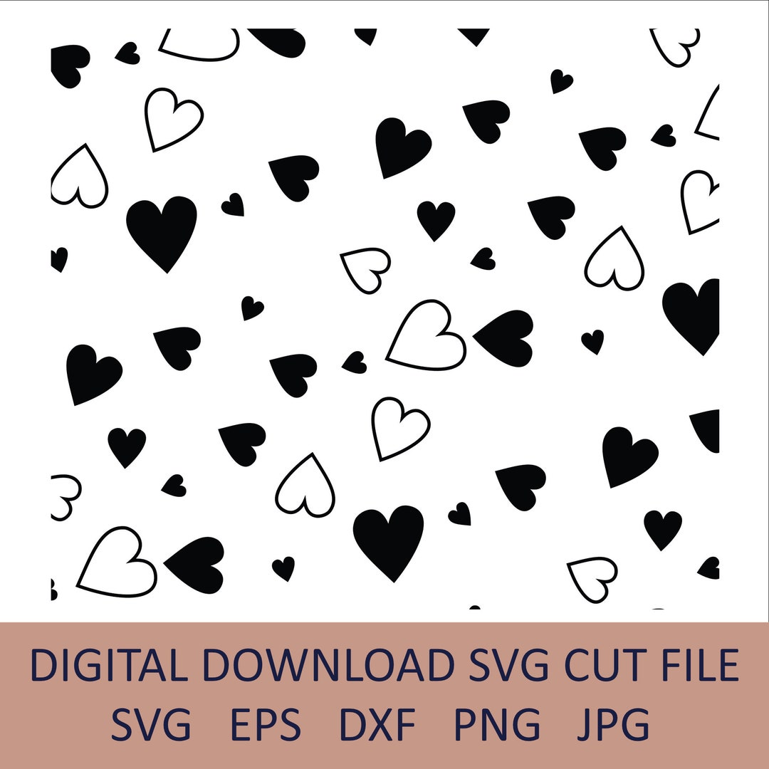 HEARTS 1 Seamless SVG Pattern, Digital Download SVG for Cricut ...