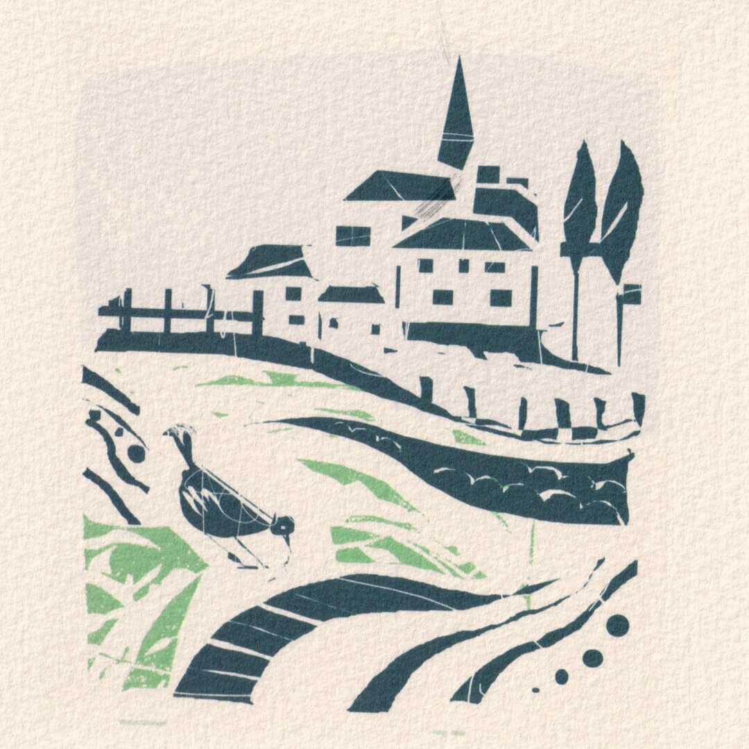 Church on the Hill Linocut Print - Etsy