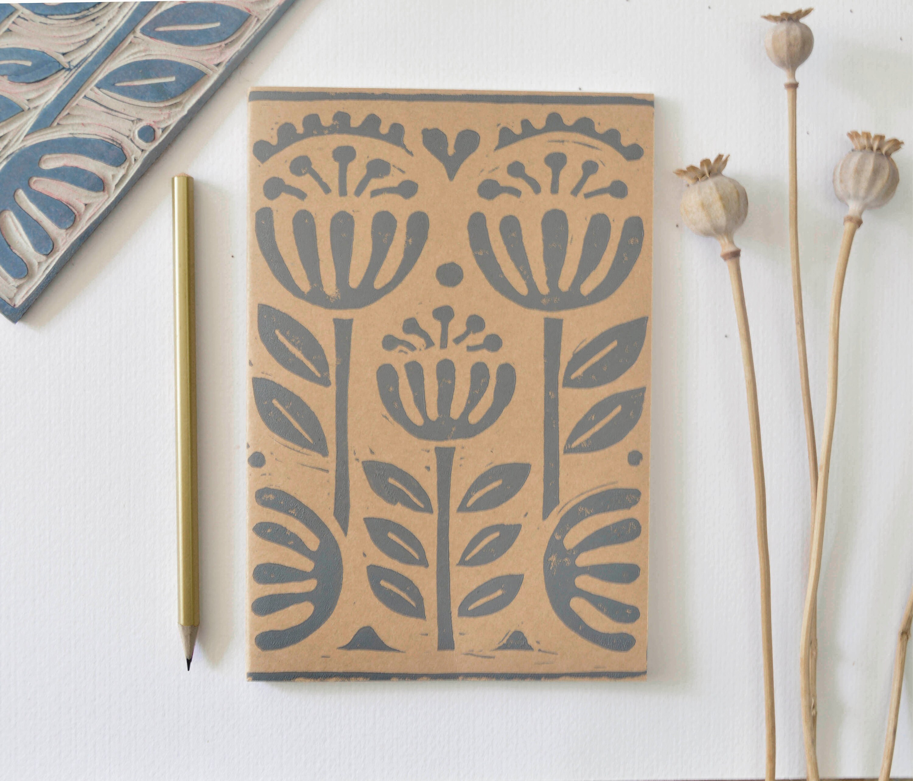 Hand Printed A5 Notebook With garden Blooms - Etsy