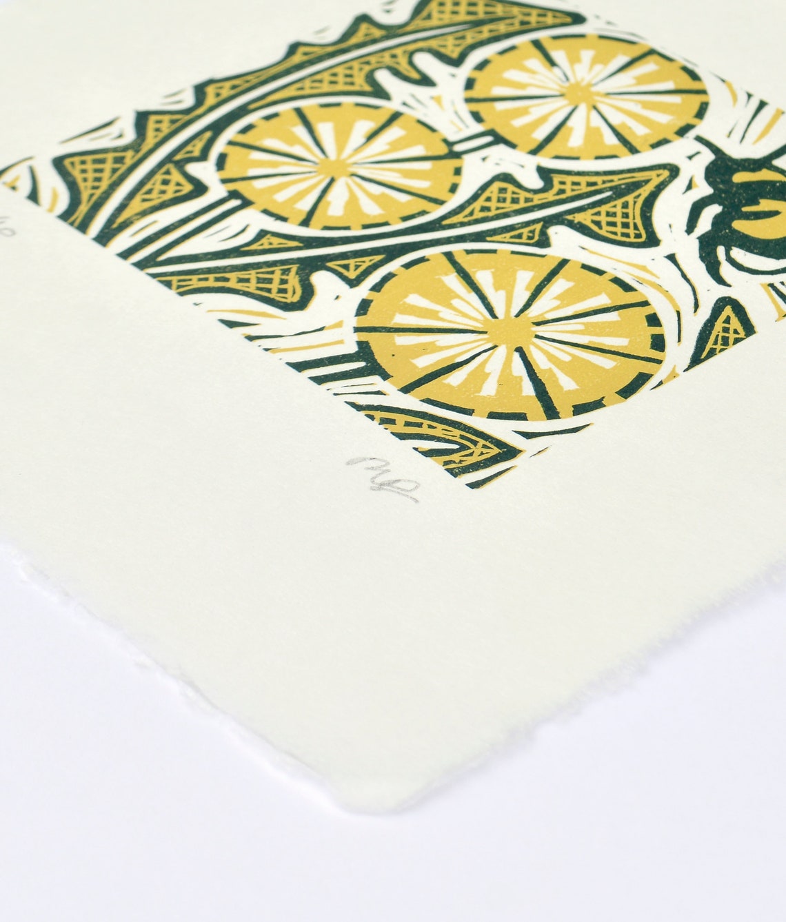 Hand Printed Linocut Artwork "life in the Long Grasses - Bee With ...