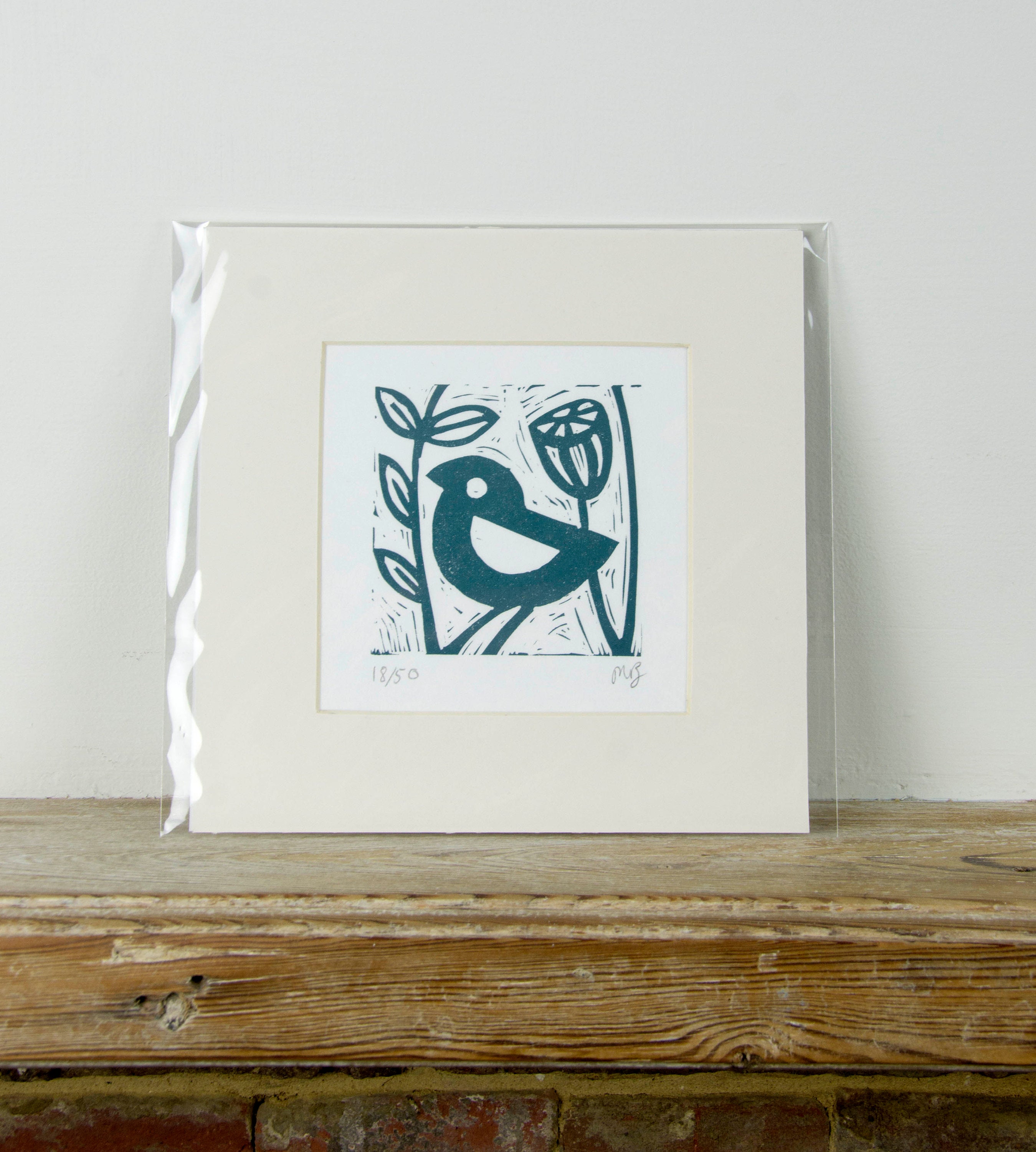 Linograbado impreso a mano Pequeño pájaro azul - Etsy España