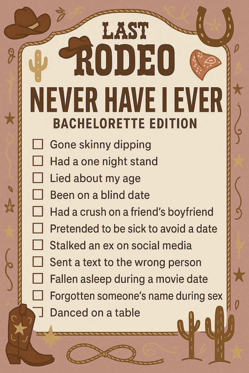 Last Rodeo Bachelorette Party Games Bundle: Cowgirl Western Printables ...