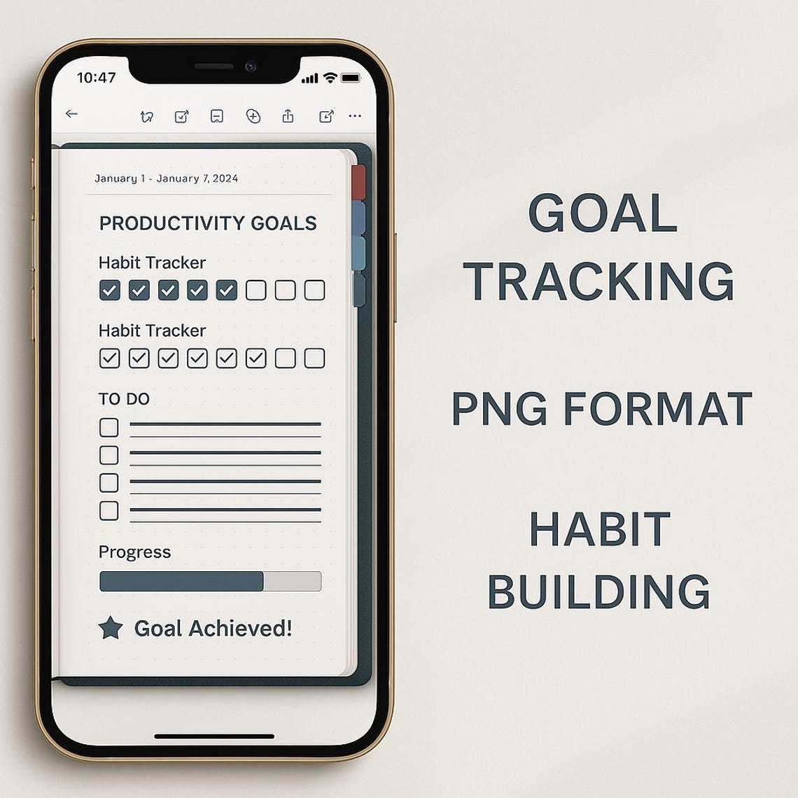 Productivity Goals Digital Stickers for Goodnotes | 80+ Habit Tracker ...