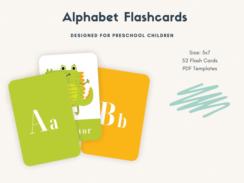 Printable Alphabet Flashcards for Preschoolers 52 Digital, Colorful ...