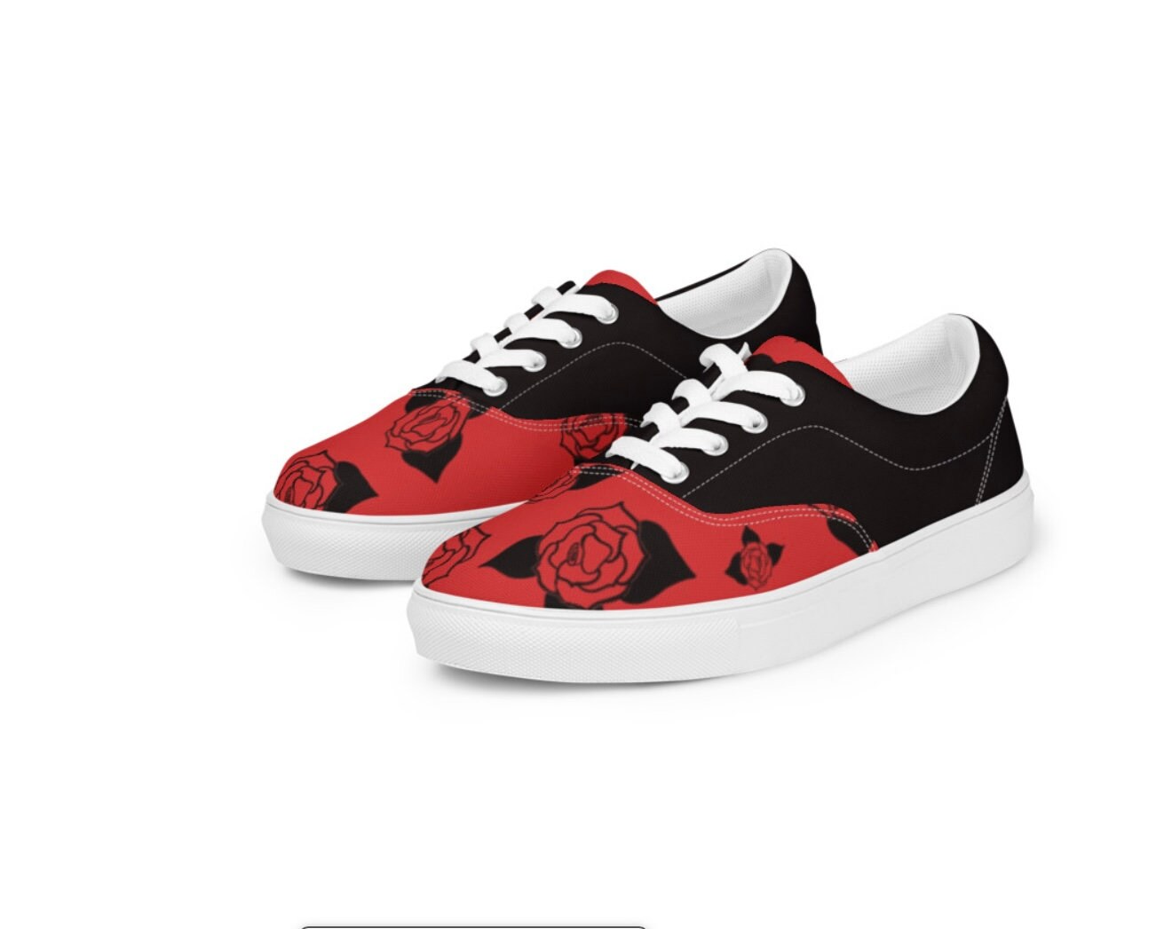 Womens Lace-ups-girls Red Floral Walking Shoes Flats,back to School ...