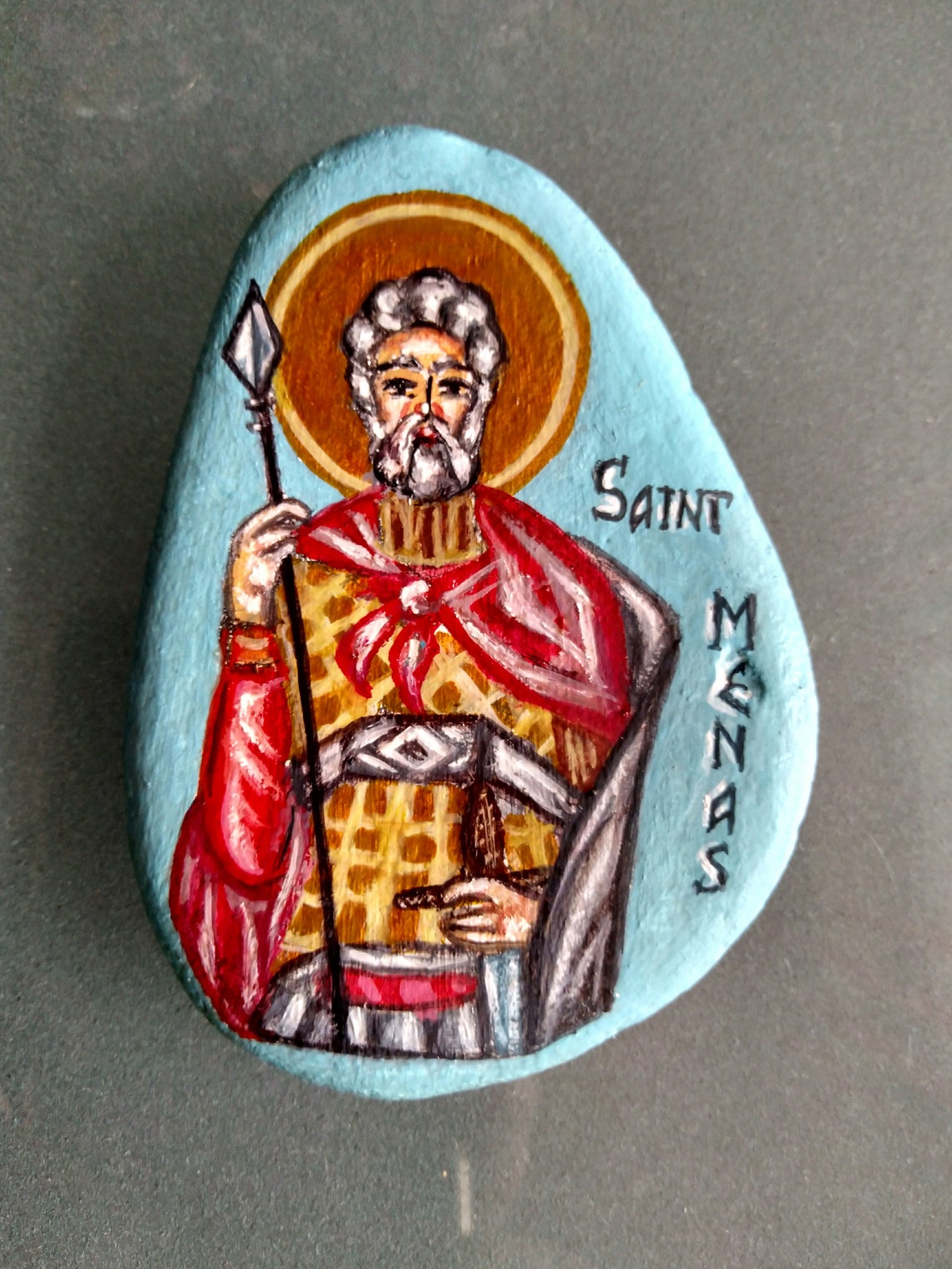 Saint Menas Orthodox Icon Hand Painted Icon St Menas - Etsy
