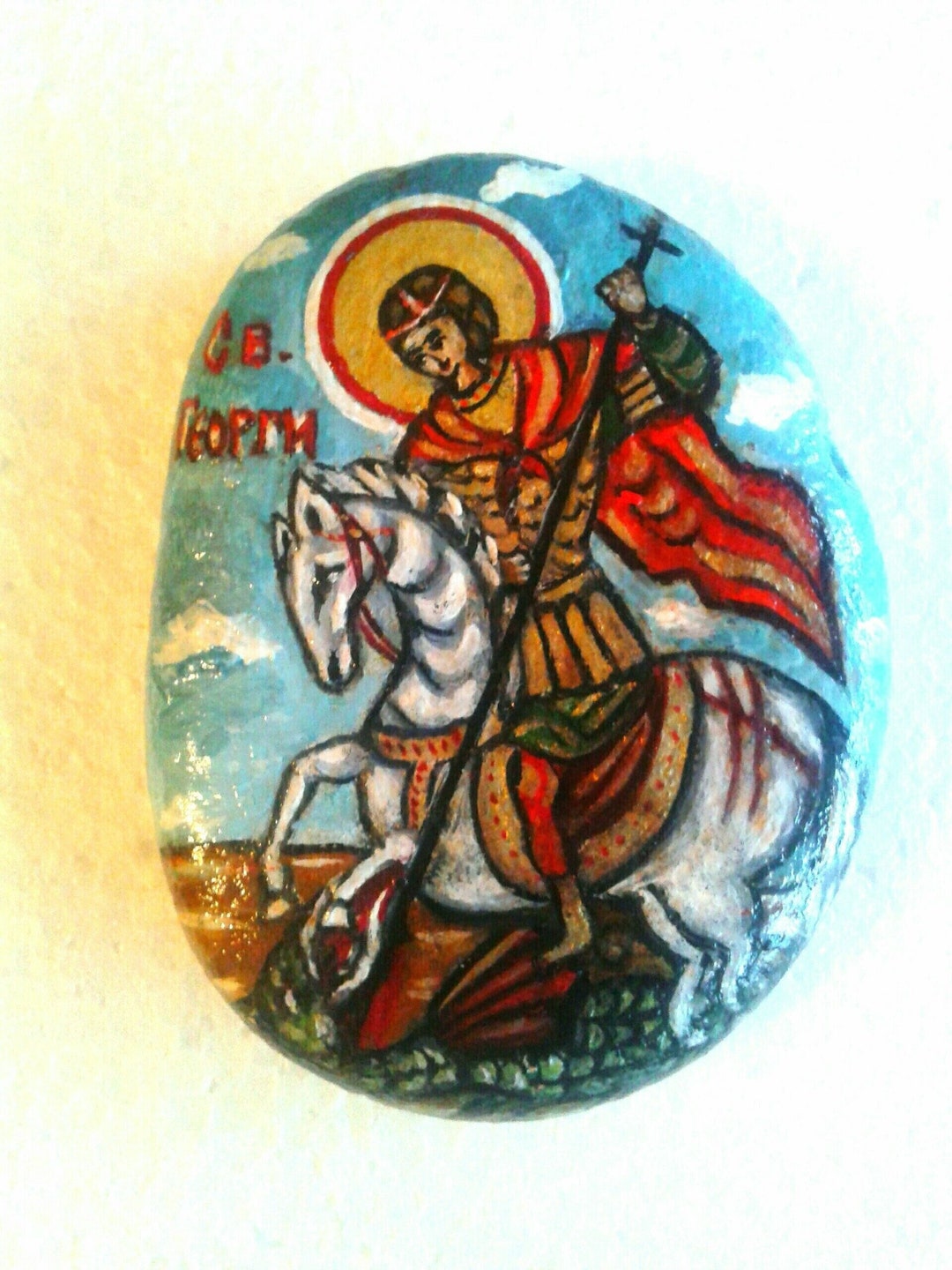 Saint George Icon, St George With Dragon, Orthodox Icon, Hand Painted ...