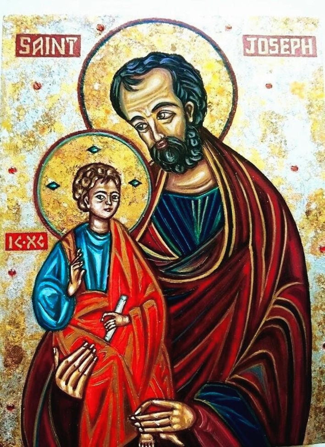 Saint Joseph, Saint Joseph Icon, Icon of Saint Joseph and Jessus ...