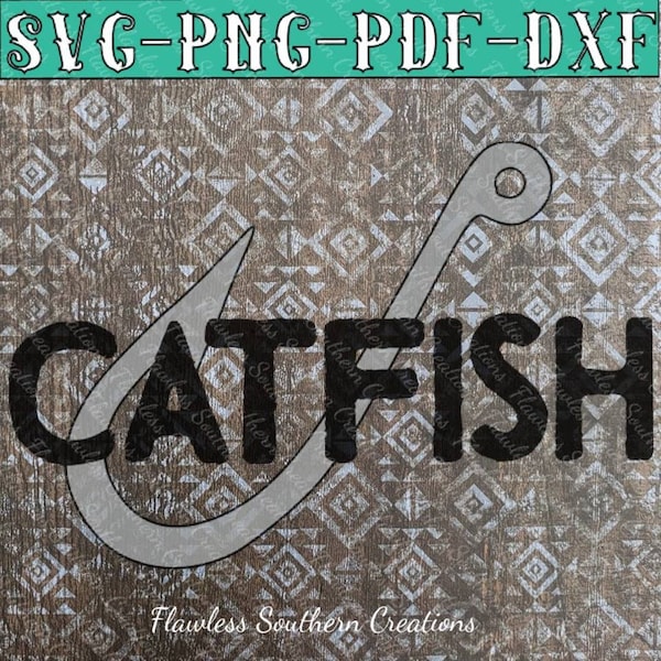 Catfish on Hook Svg - Etsy