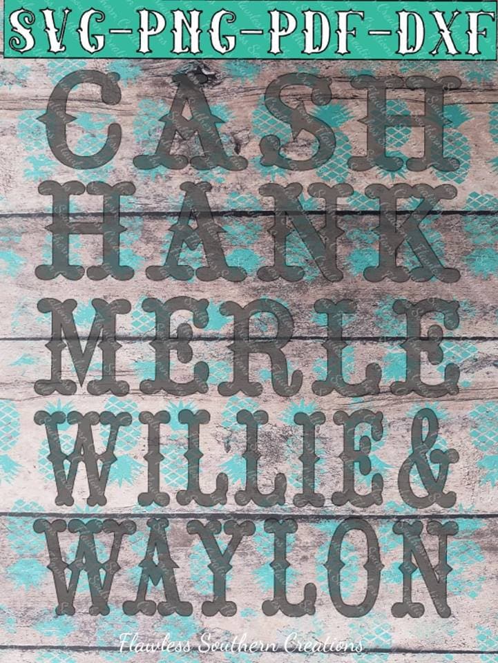 Cash, Hank, Merle, Willie and Waylon SVG - Etsy