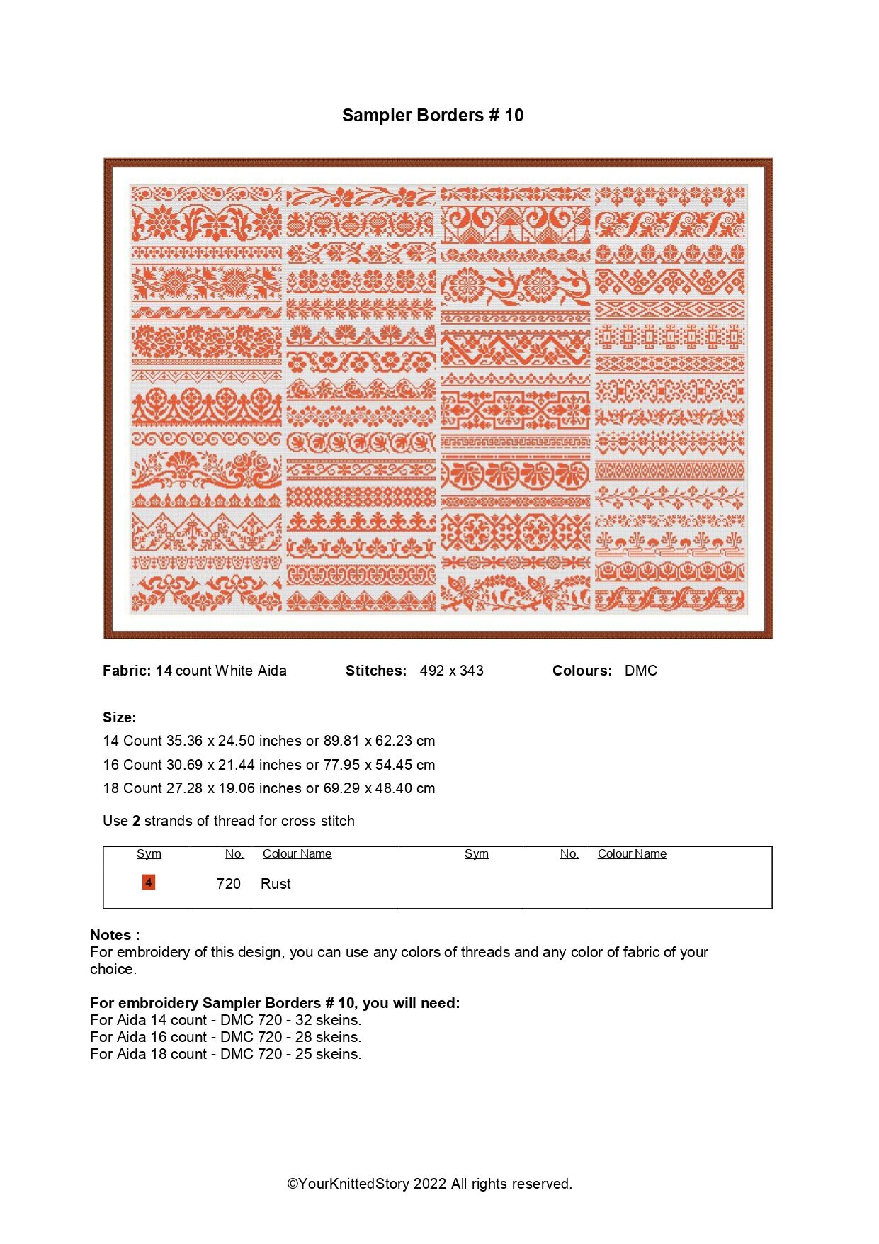 Sampler Borders Cross Stitch Pattern 60 Decorative Borders X Stitch ...
