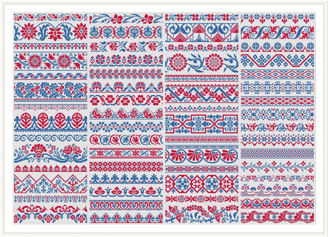 Sampler Borders Cross Stitch Pattern 60 Decorative Borders X Stitch ...