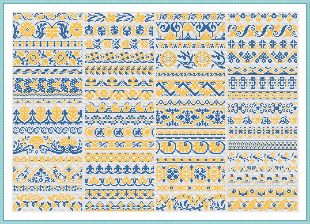 Sampler Borders Cross Stitch Pattern 60 Decorative Borders X - Etsy