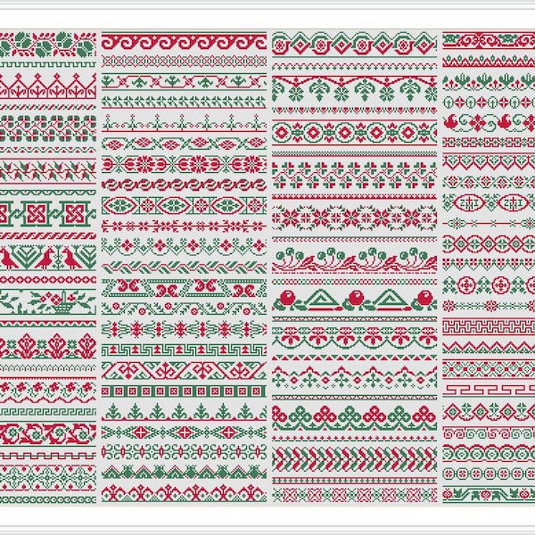 Sampler Borders Cross Stitch Pattern 92 Decorative Borders X Stitch ...