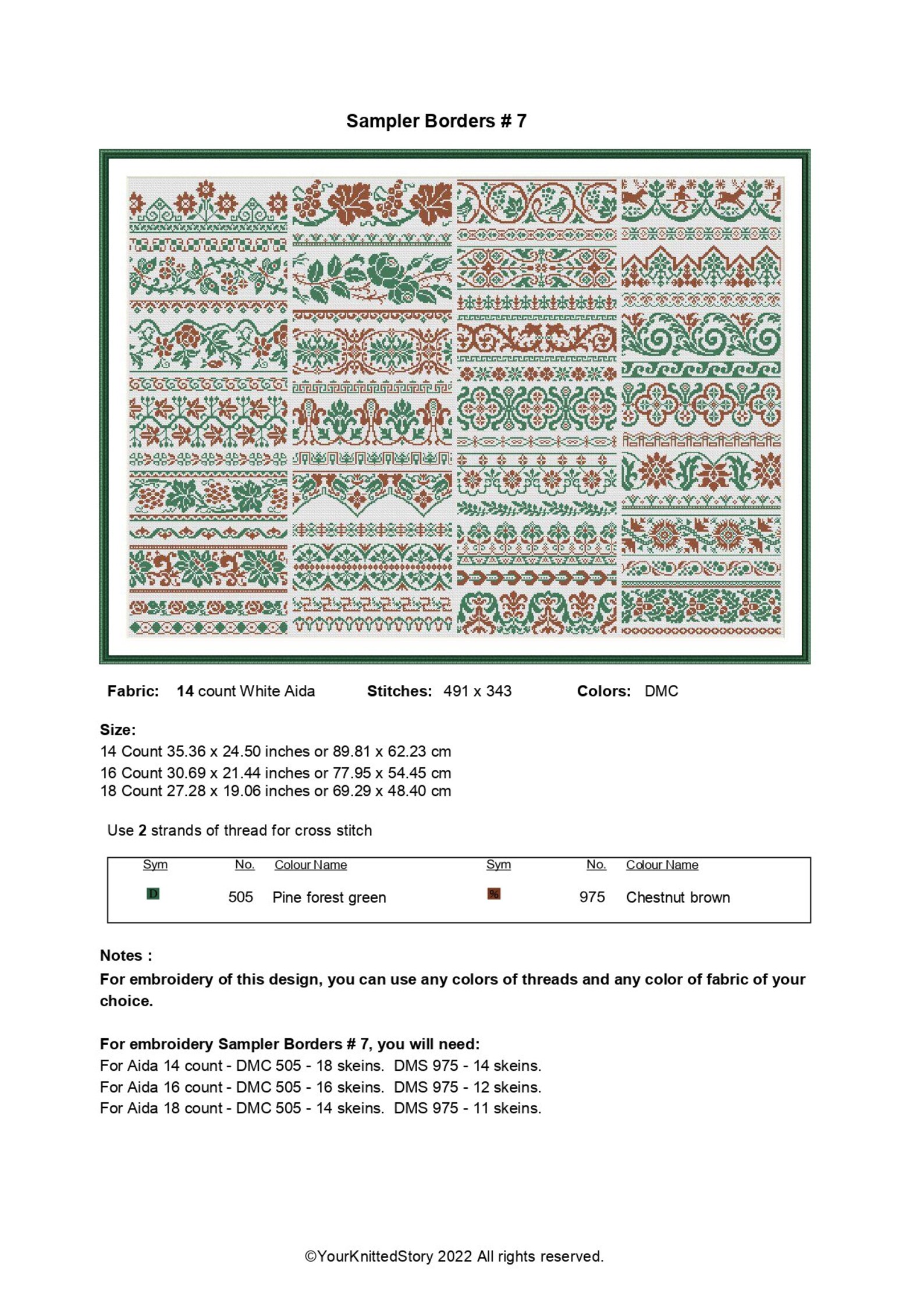 Sampler Borders Cross Stitch Pattern 53 Decorative Borders X - Etsy