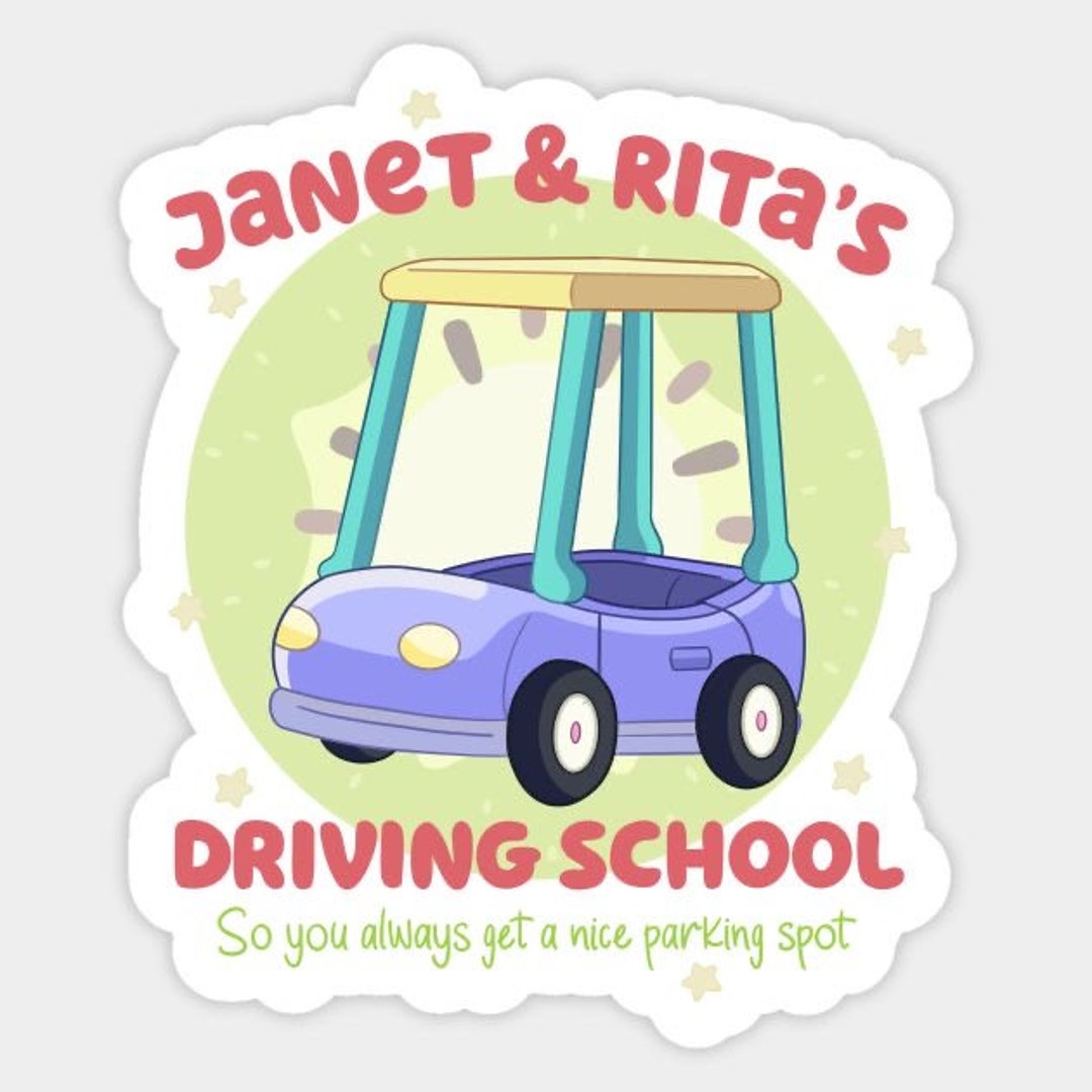 Medium Size Bluey Janet and Ritas Driving School Sticker - Etsy