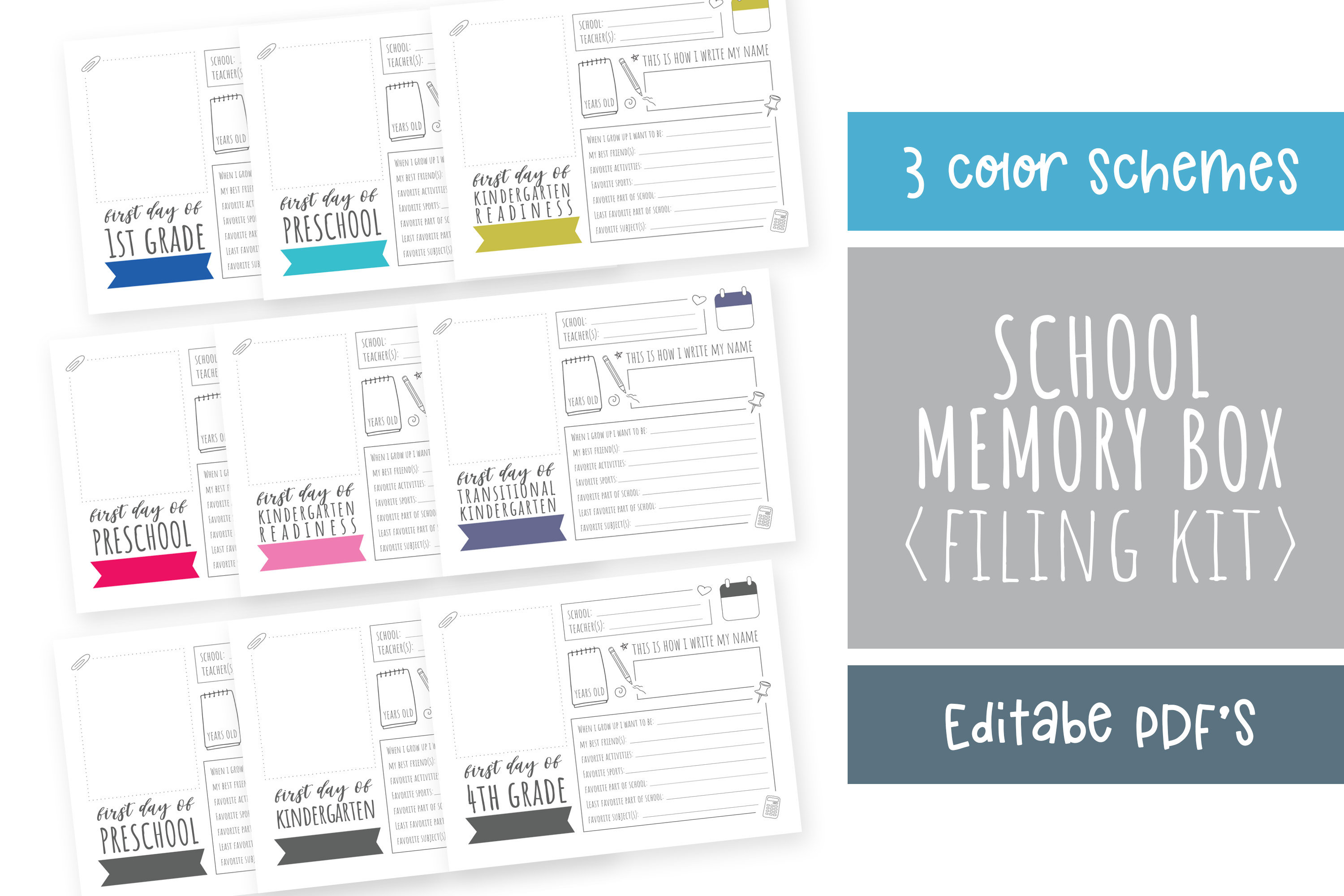 School Memory Box Kit Bundle, First Day of School Interview, School ...