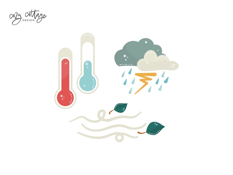 Cute Weather Clip Art Vector Clipart Digital Clipart - Etsy
